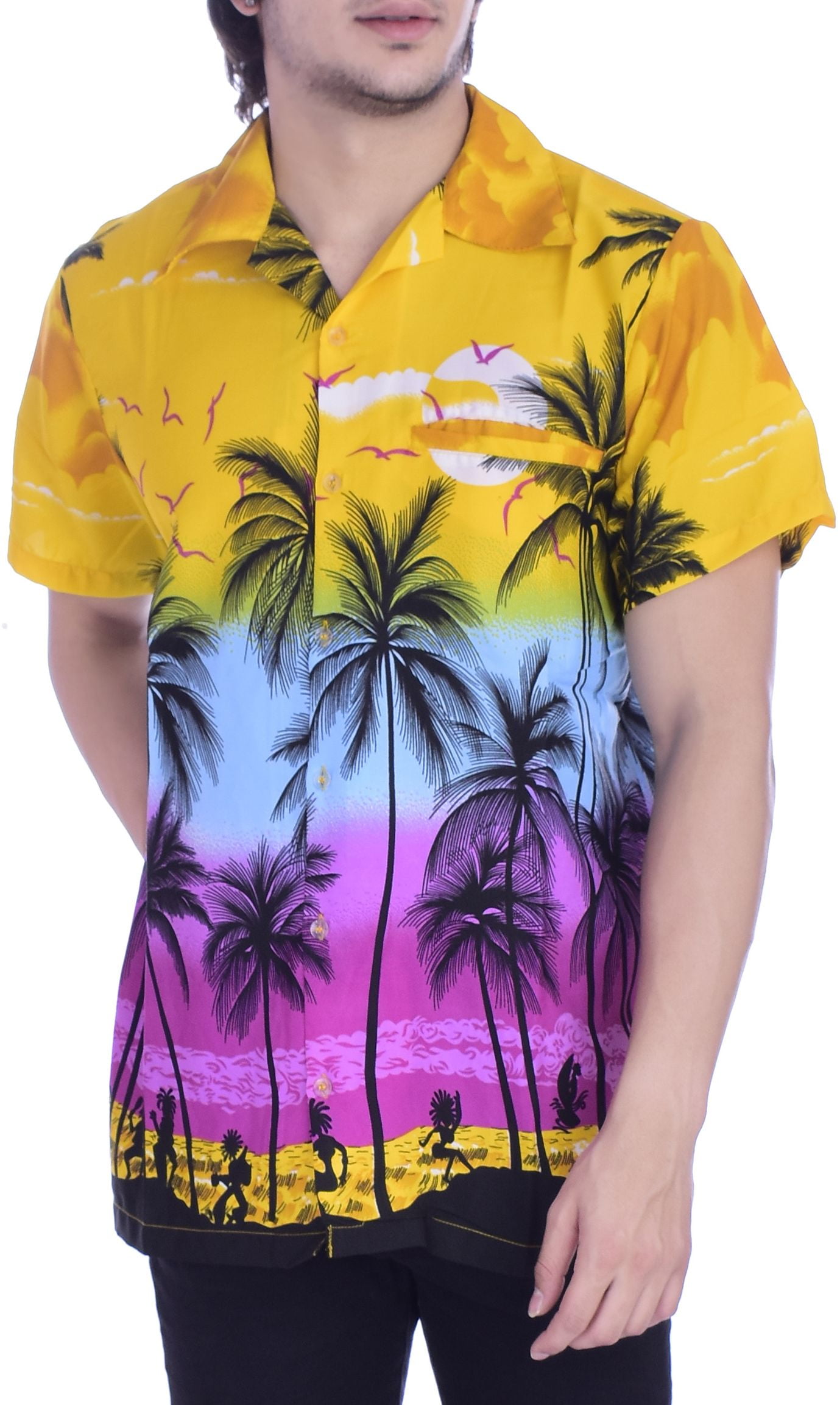 Varnit Crafts Mens Hawaiian Shirt Relaxed-Fit Funky Casual Opal Yellow XL - Walmart.com