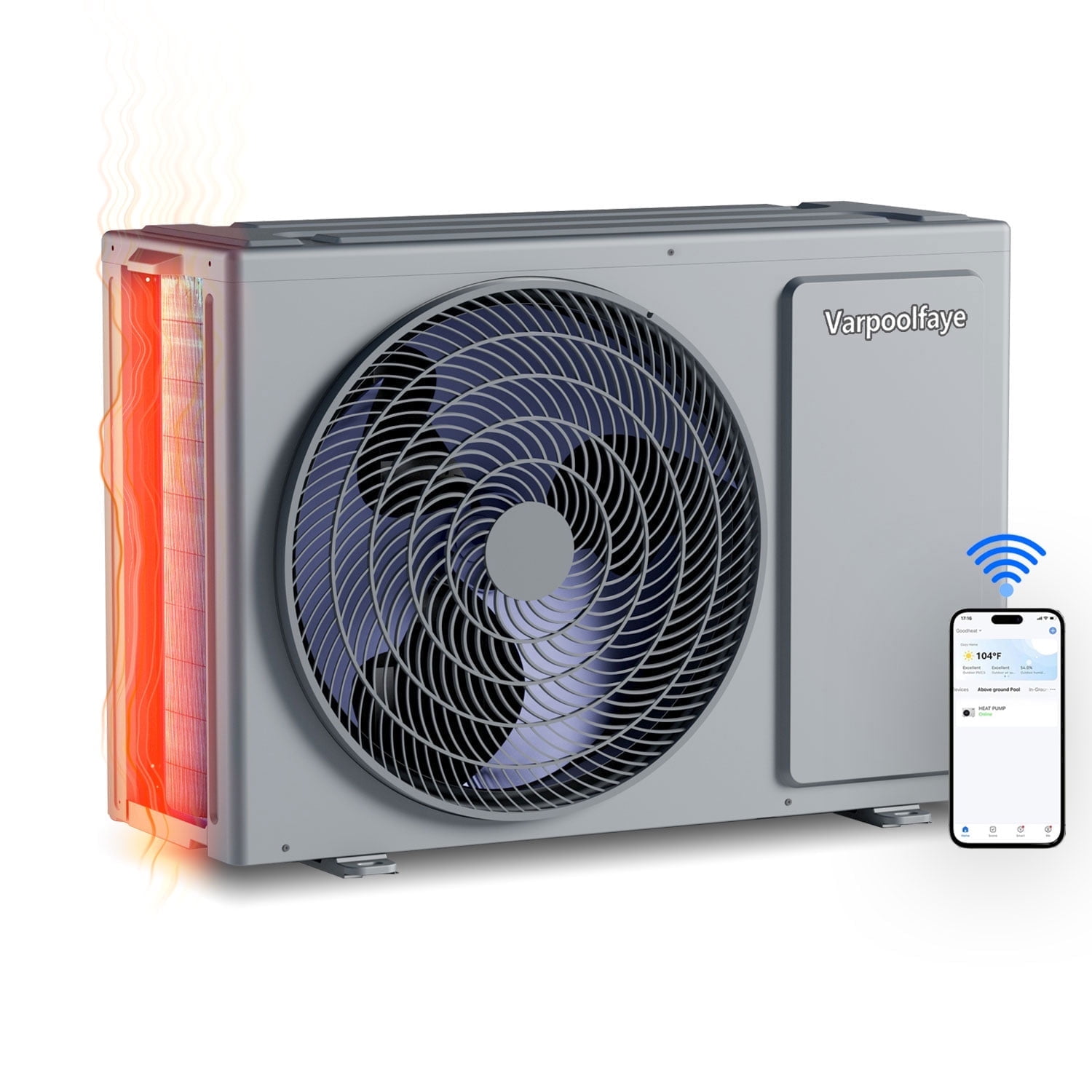 Varpoolfaye Swimming Pool Heat Pump,Electric Pool Heater for Above ...