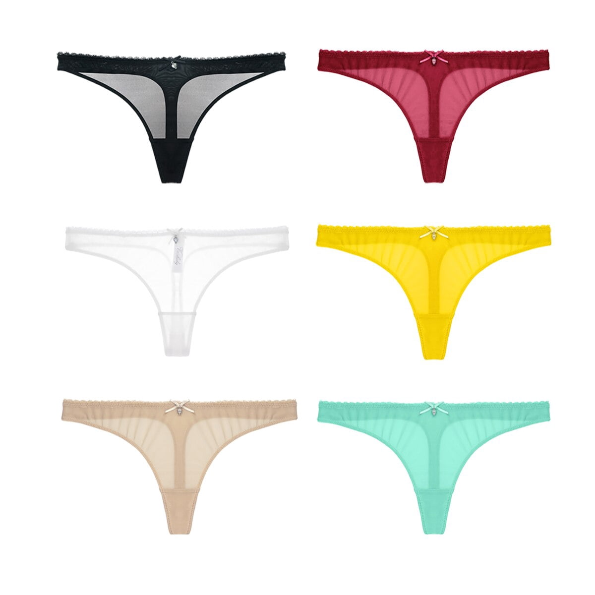 Varsbaby Women's Thongs, Low Waist See Through Panties Cotton Crotch ...