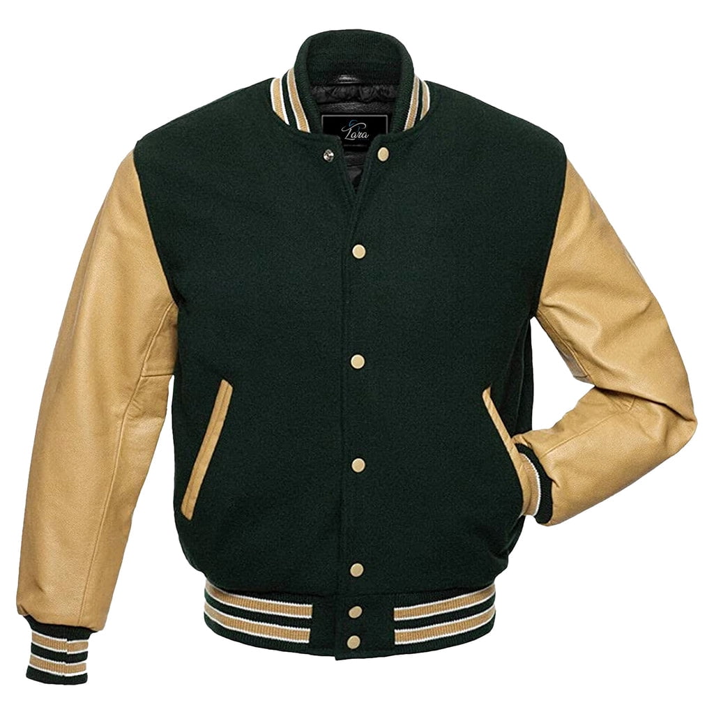 Lara Leather Unisex Varsity Bomber Jacket Warm Wool Body with Leather ...