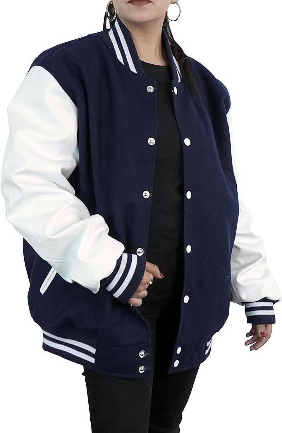 Varsity Letterman Baseball Jacket - Black Wool Jacket - Oversize Women ...