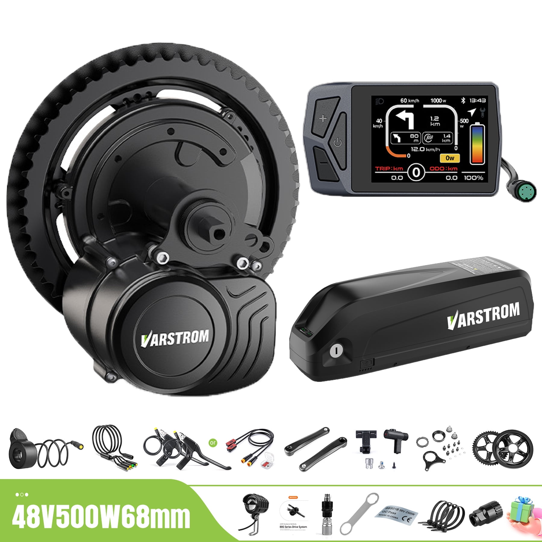 Varstrom Mid Drive Kit 500W TSDZ2B Electric Bike Conversion Kit 48V ...