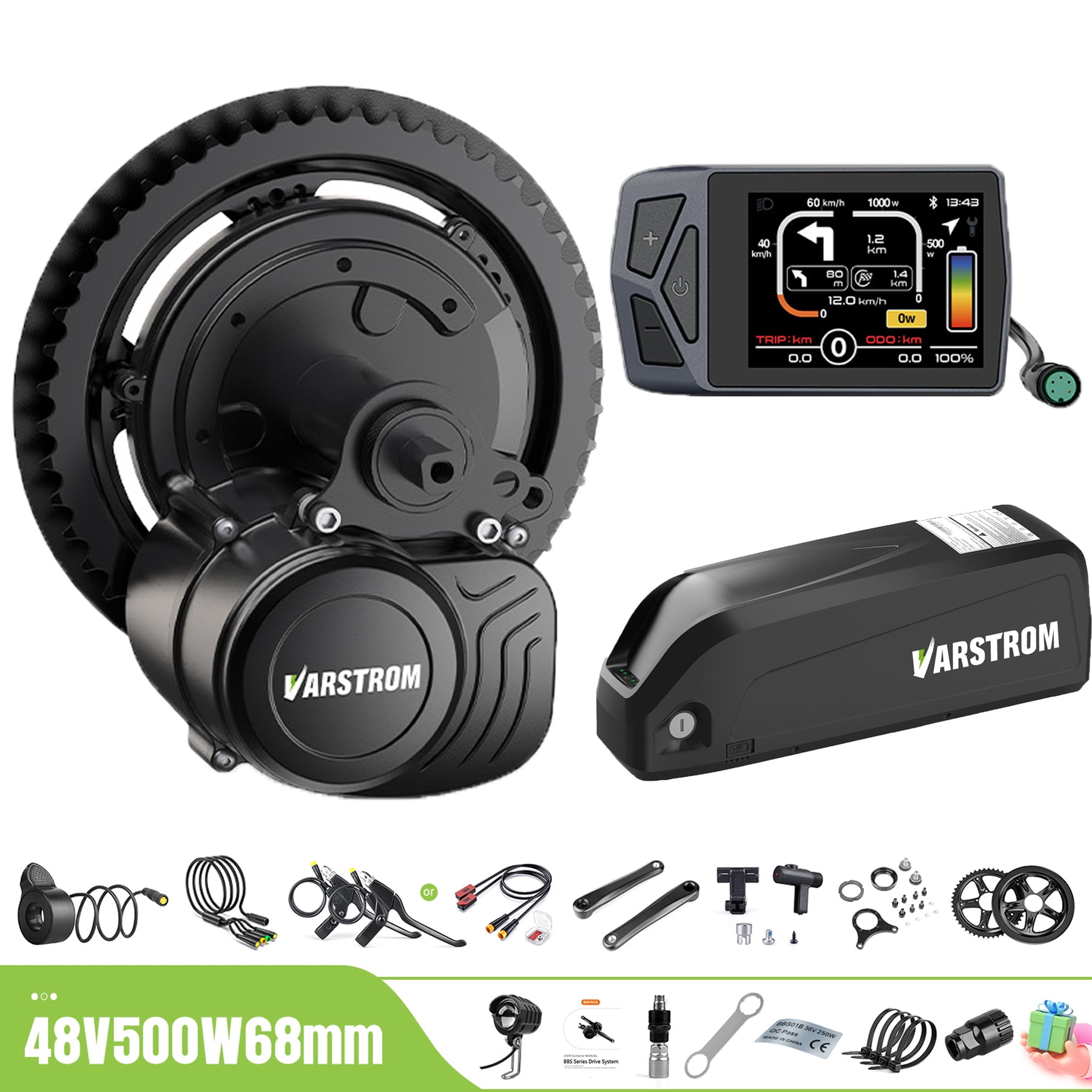 Varstrom Mid Drive Kit 500W TSDZ2B Electric Bike Conversion Kit 48V ...