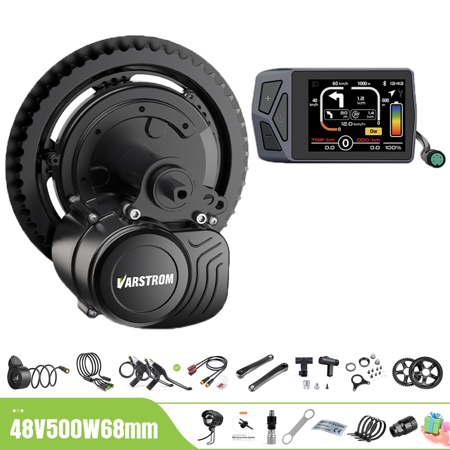 Varstrom Mid Drive Kit 500W TSDZ2B Electric Bike Conversion Kit 48V ...