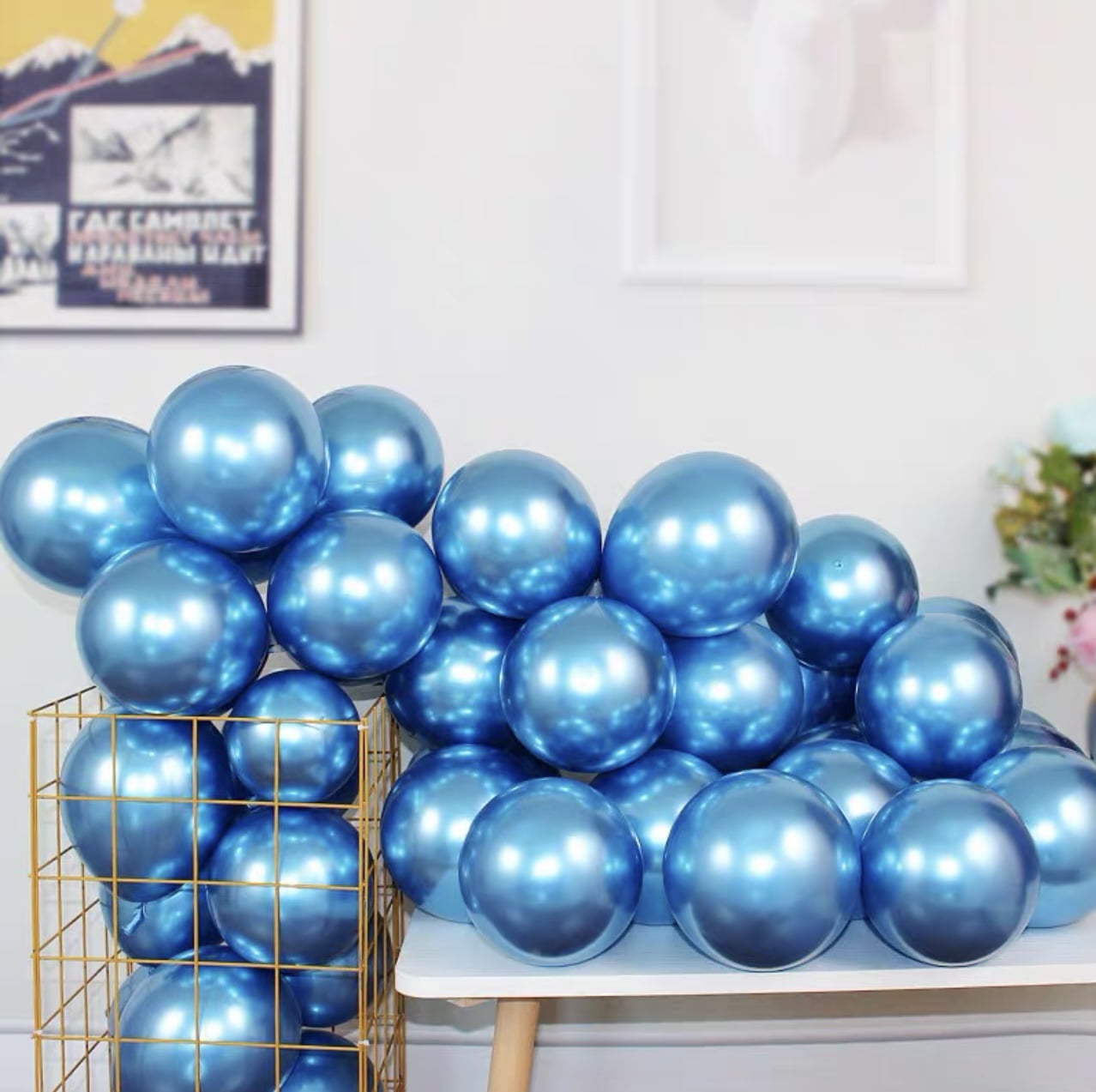 Varthem 100 Pcs 5 Inch Metallic Blue Balloons, Chrome Blue Balloons for ...