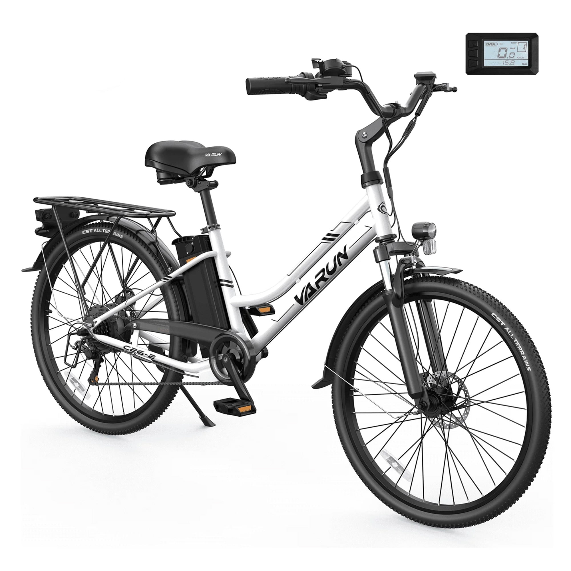 Varun 26" Electric Bike for Adult, Peak 750W 20 MPH Ebike with 374.4 Wh ...