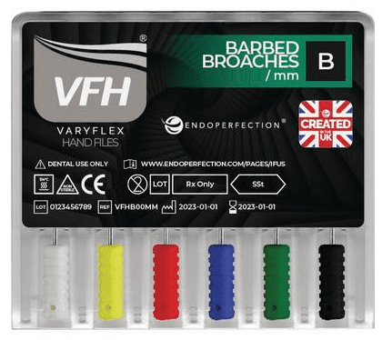 VaryFlex Hand Files 6/Pk Dental Color-Coded Barbed-Broaches E-Files ...