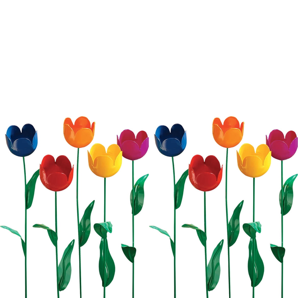 Garden Arrangement: Set of 10 Weather Resistant Metal Tulips - Varying ...