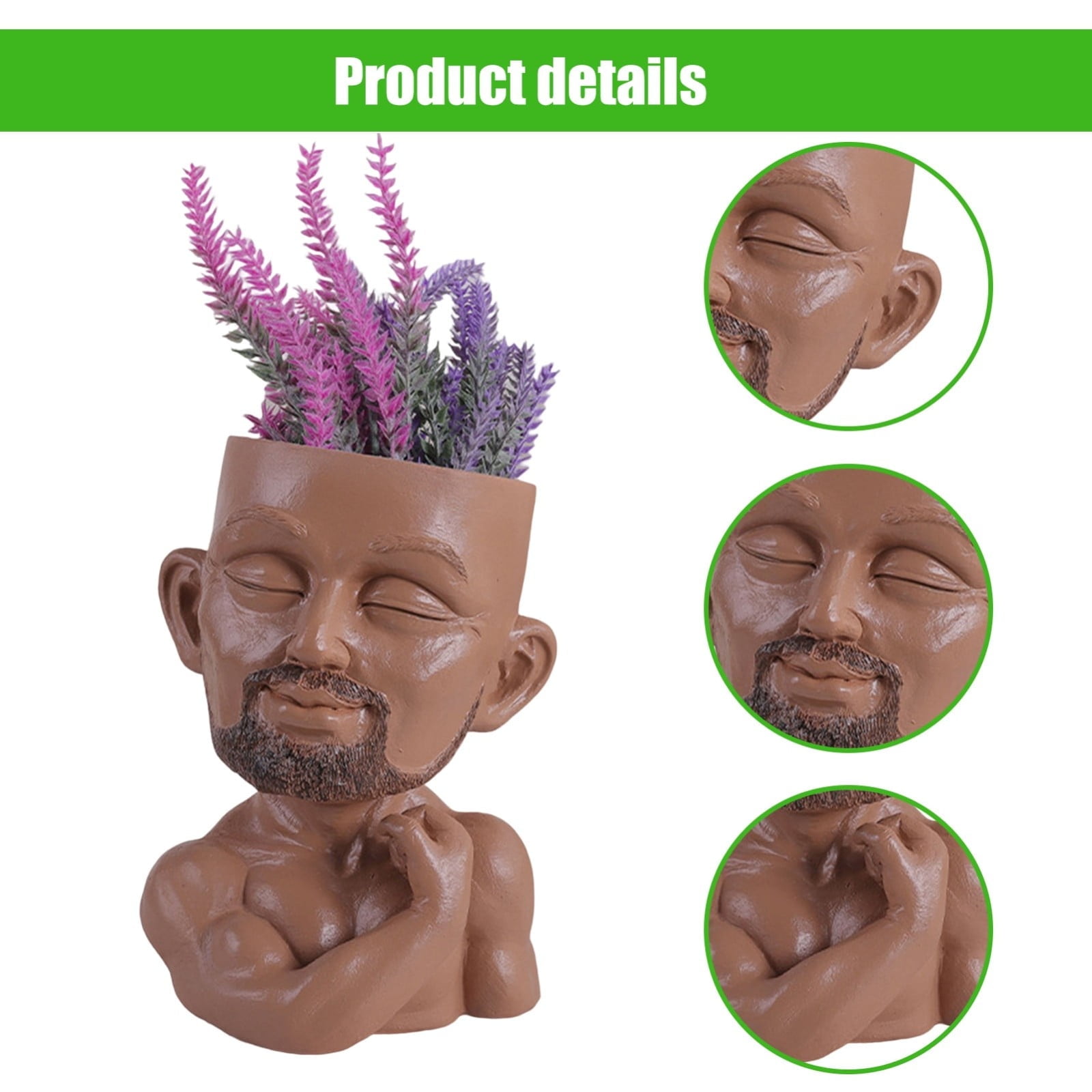Vase Bodybuilder Ornaments,Face Planter Pots Head Planter Man Face Pot ...