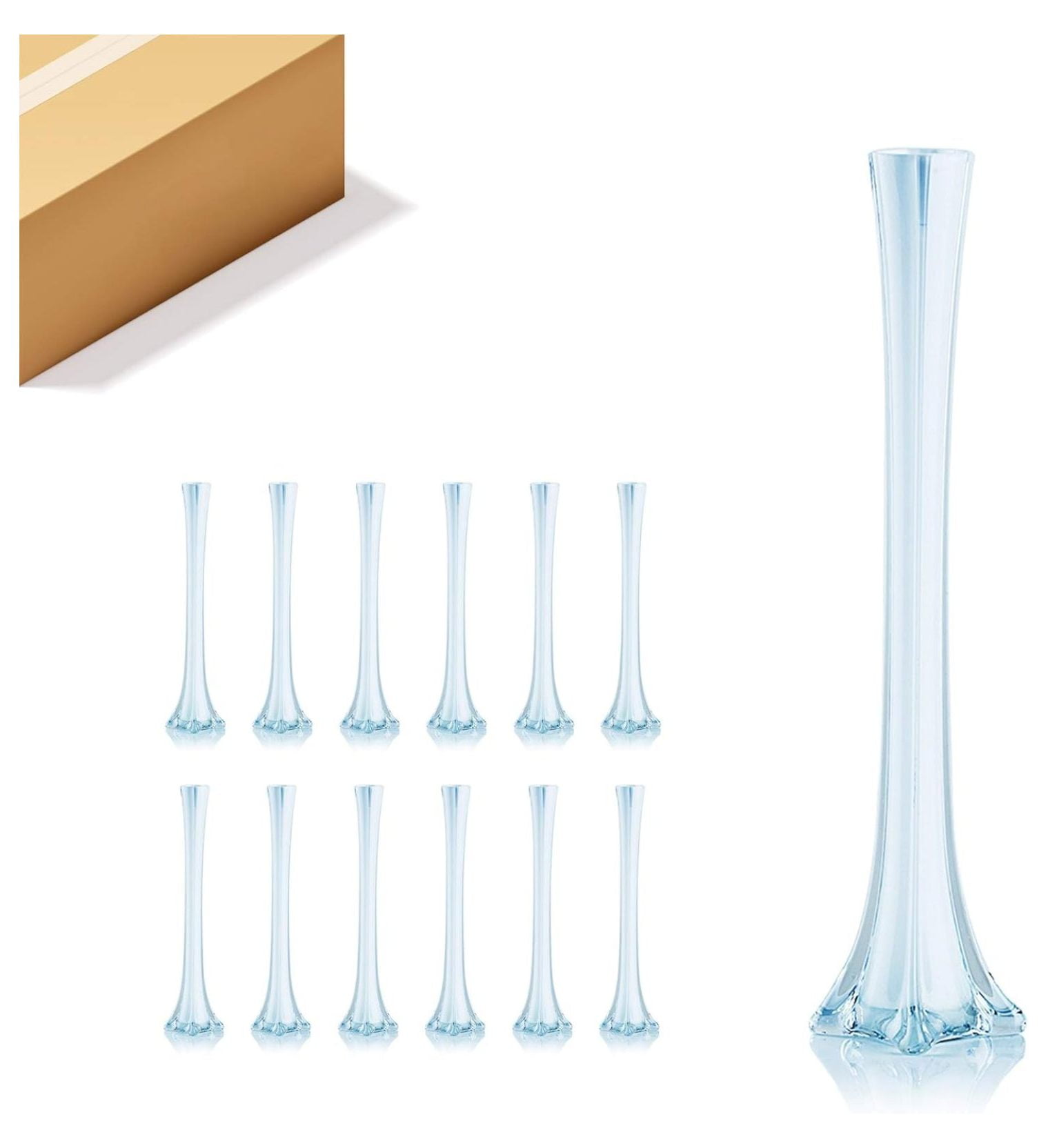 Vase Bulk, Open 1", Height 20", (Multiple Sizes Choices) White Glass ...