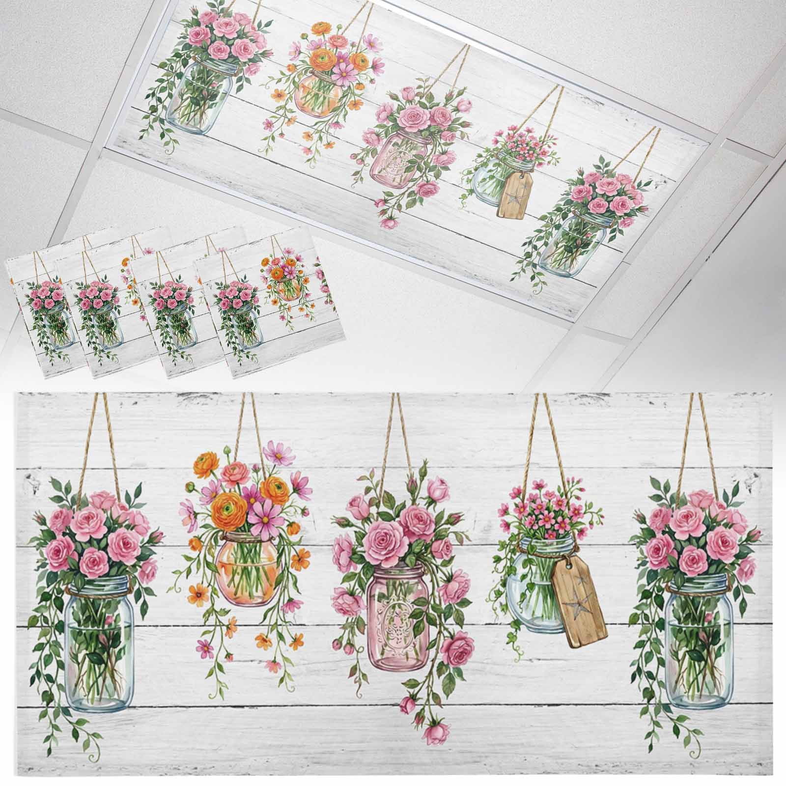 Vase Flowers Fluorescent Light Covers Spring Pink Orange Floral White ...