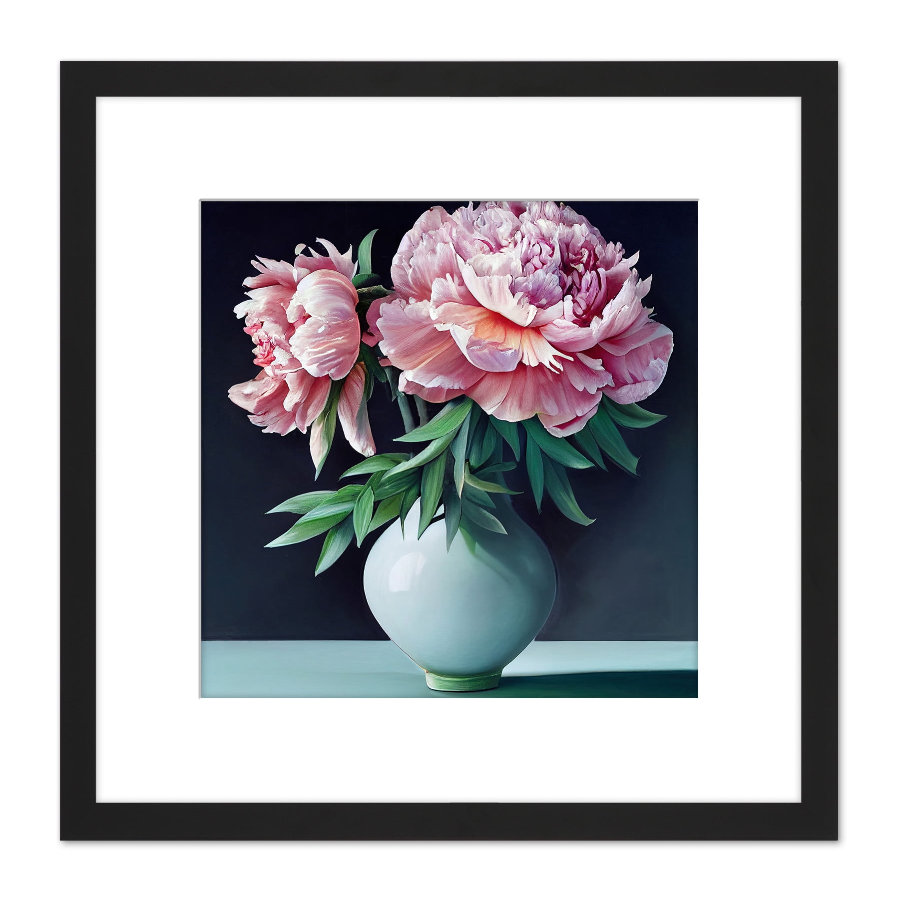 Vase Pink Peony Flowers Floral Bloom Still Life Painting Illustration ...
