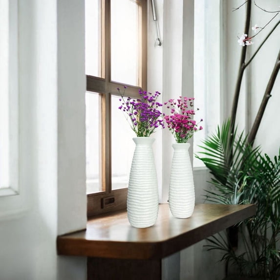 Aria Home Vase Set of 2 Matte Ceramic White Modern Contemporary Home ...