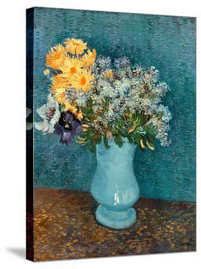 Vase of Lilacs, Daisies and Anemones, c.1887, Botanical Stretched ...