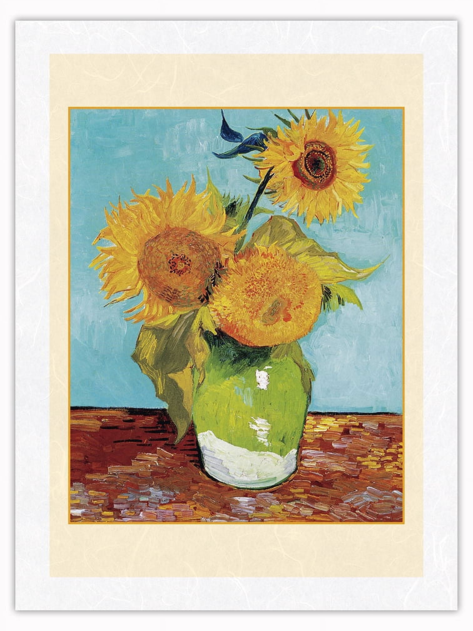 Vase with Three Sunflowers - From an Original Color Painting by Vincent ...