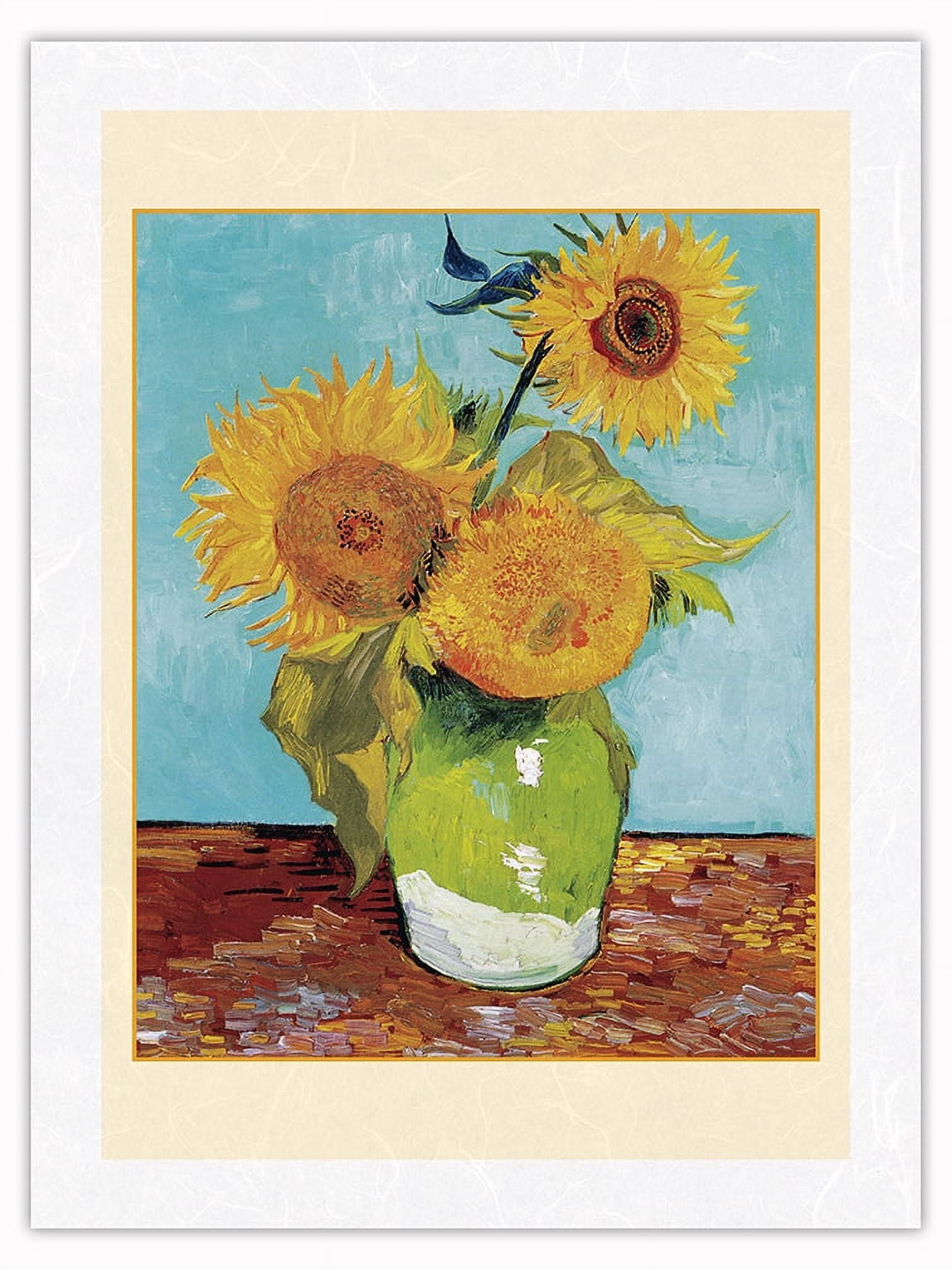 Vase with Three Sunflowers - From an Original Color Painting by Vincent ...