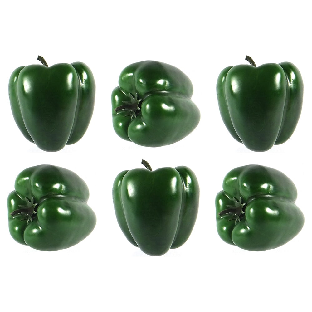 Vasefill 6-Pack Artificial Bell Pepper Green Decorative Peppers Faux ...