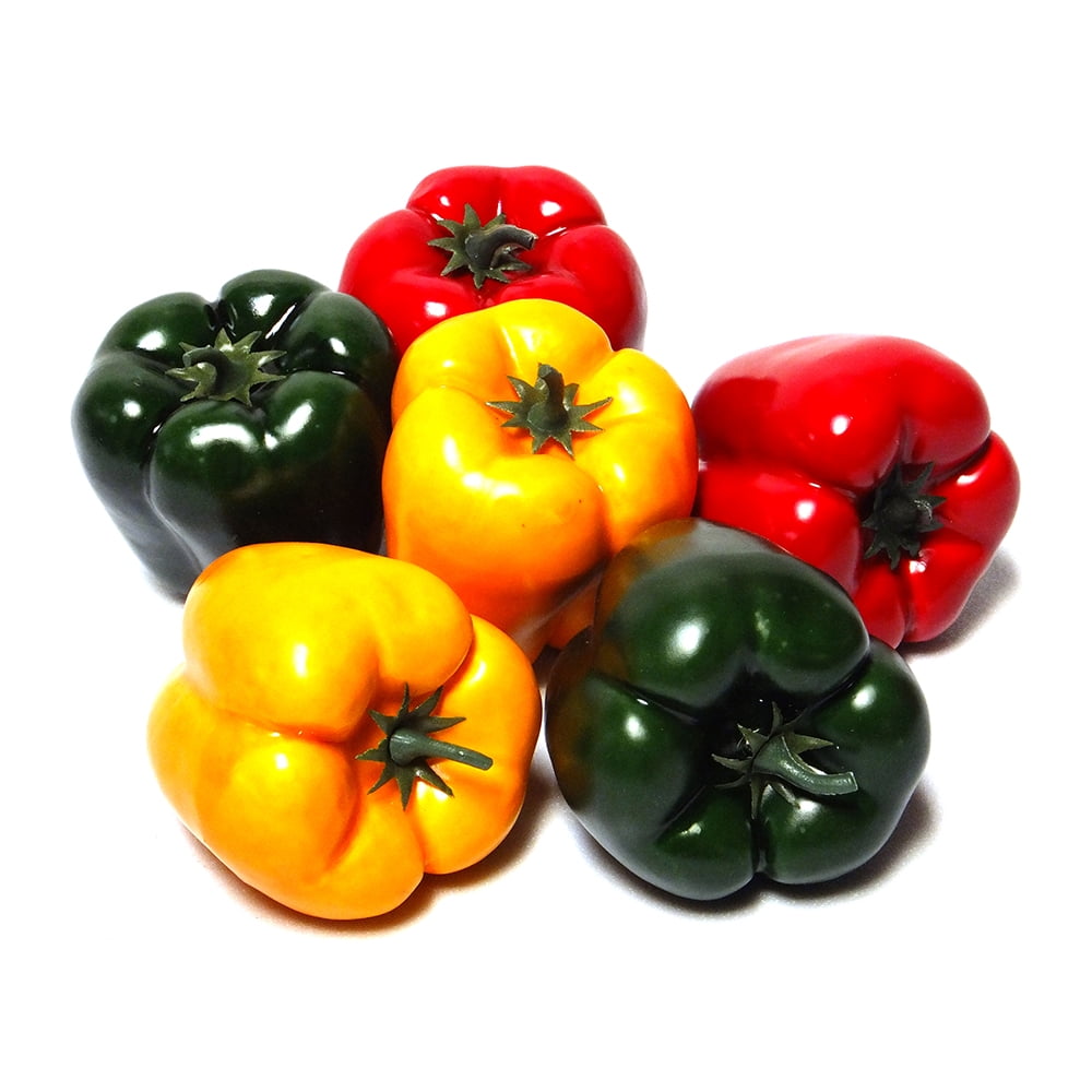 Vasefill 6-Pack Artificial Bell Pepper Mix Green Yellow Red Decorative ...