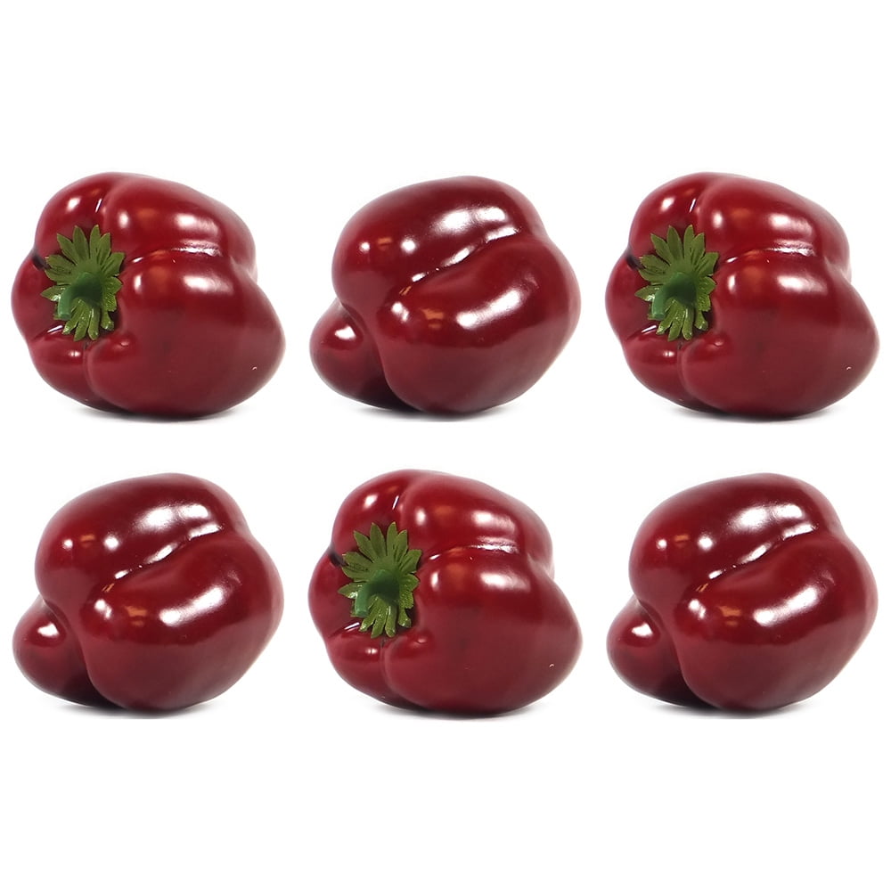 Vasefill 6-Pack Artificial Bell Pepper Red Decorative Peppers Faux ...