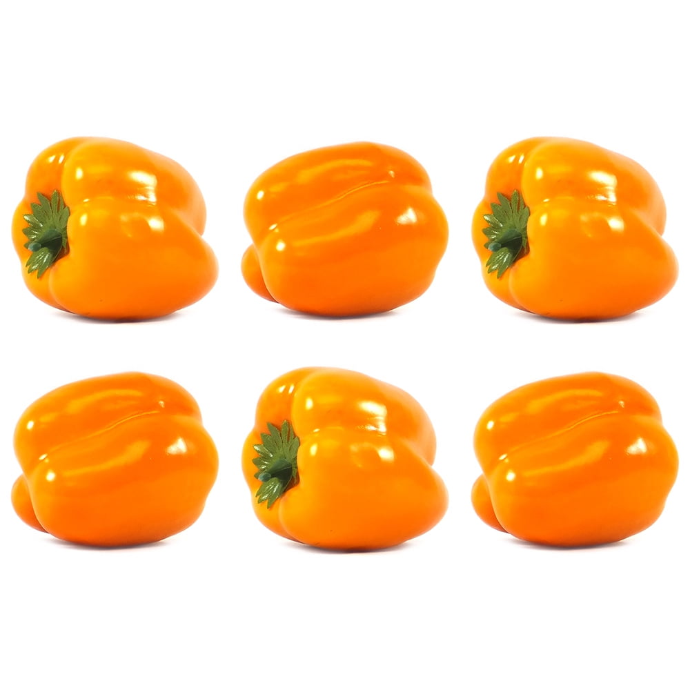 Vasefill 6-Pack Artificial Bell Pepper Yellow Decorative Peppers Faux ...