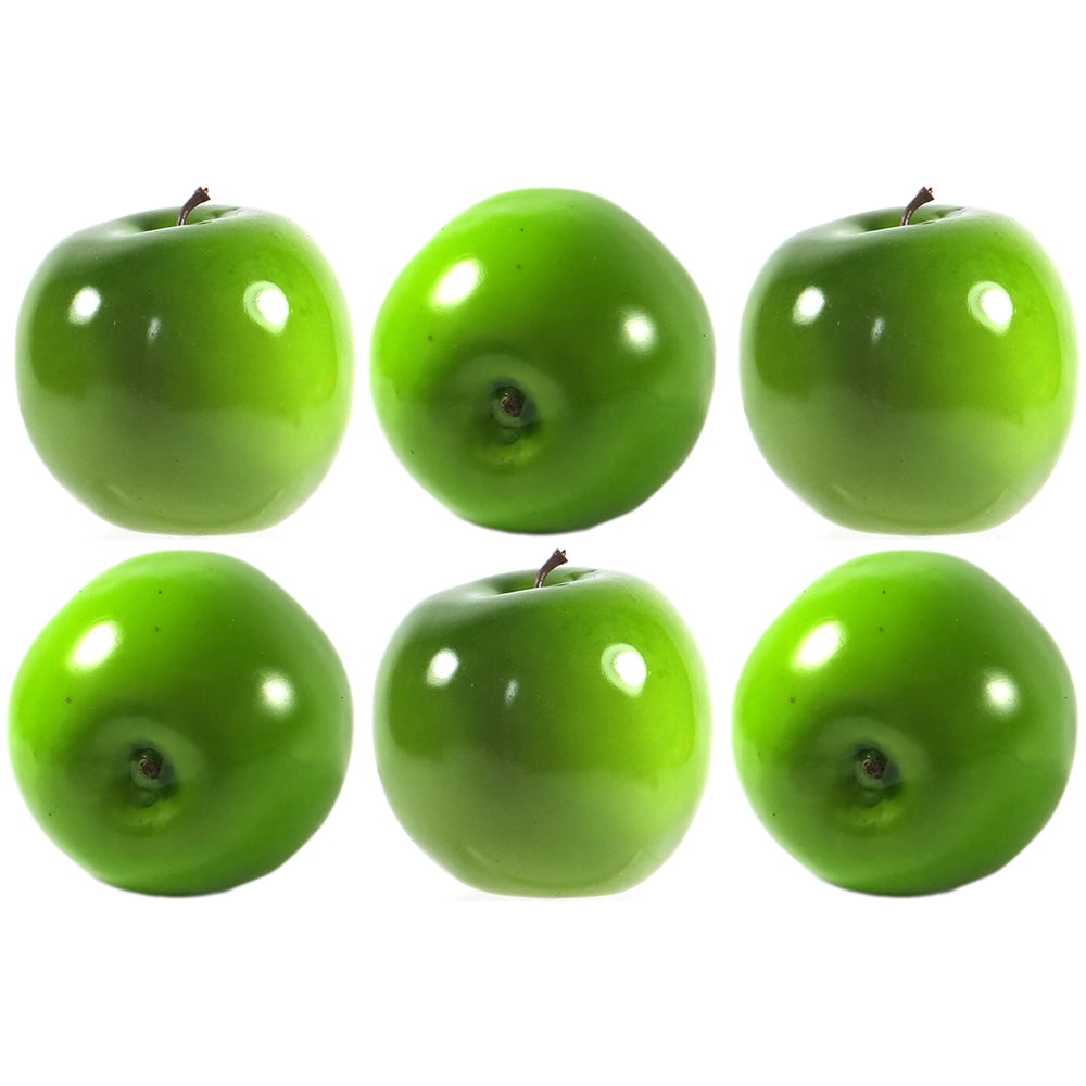 Vasefill 6-Pack Artificial Green Apple Round Apples Fruit Six Pieces ...