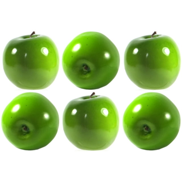 Vasefill 6-Pack Artificial Green Apple Round Apples Fruit Six Pieces ...