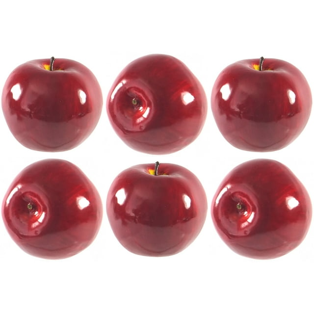 Vasefill 6-Pack Artificial Red Apple Round Apples Fruit Six Pieces Faux ...