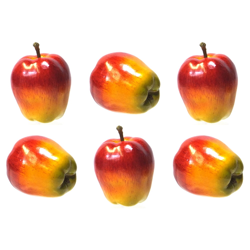 Vasefill 6-Pack Artificial Red Yellow Apple Oval Apples Fruit Six ...