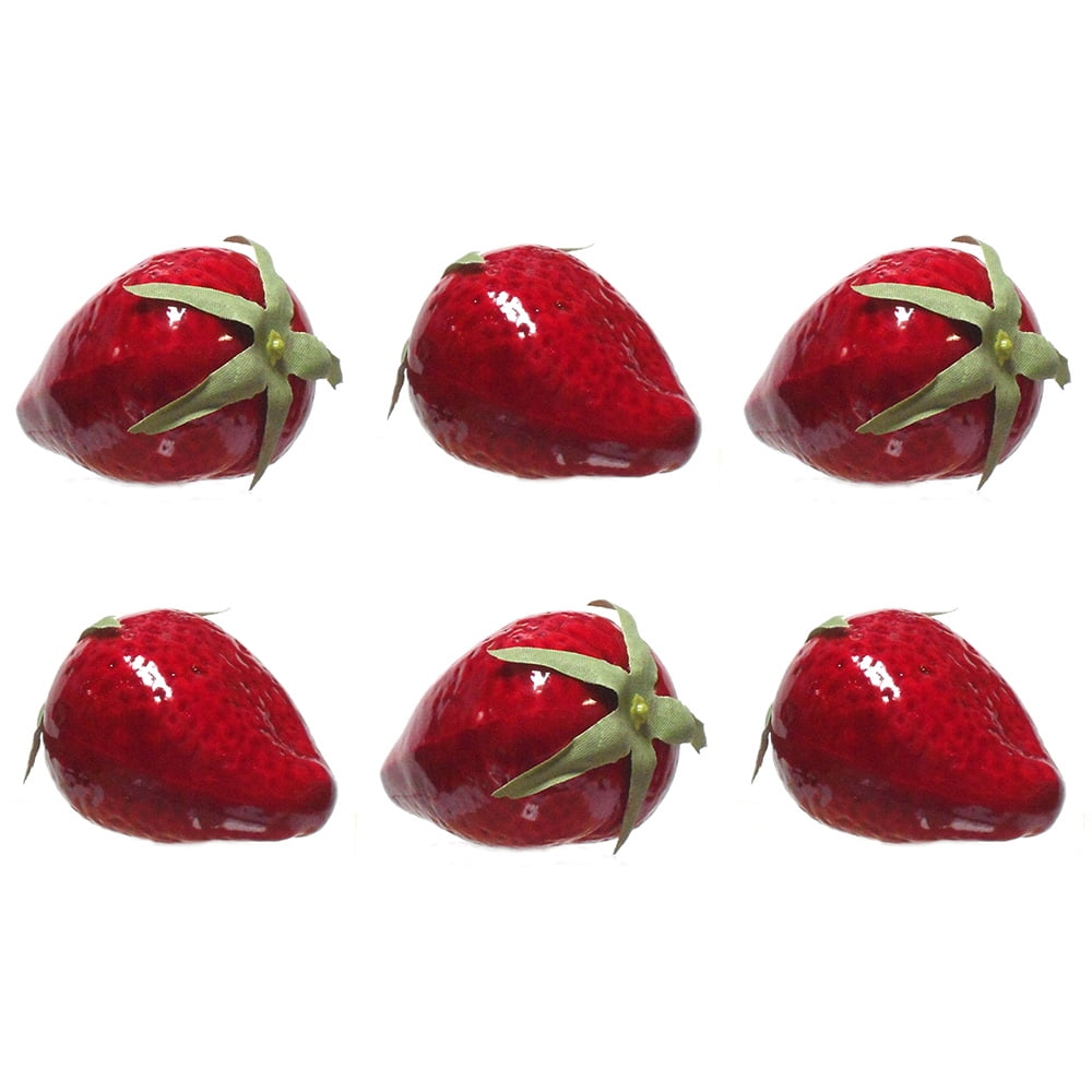 Vasefill 6-Pack Artificial Strawberry Fruit Faux Fake Fruits Six-Pieces ...