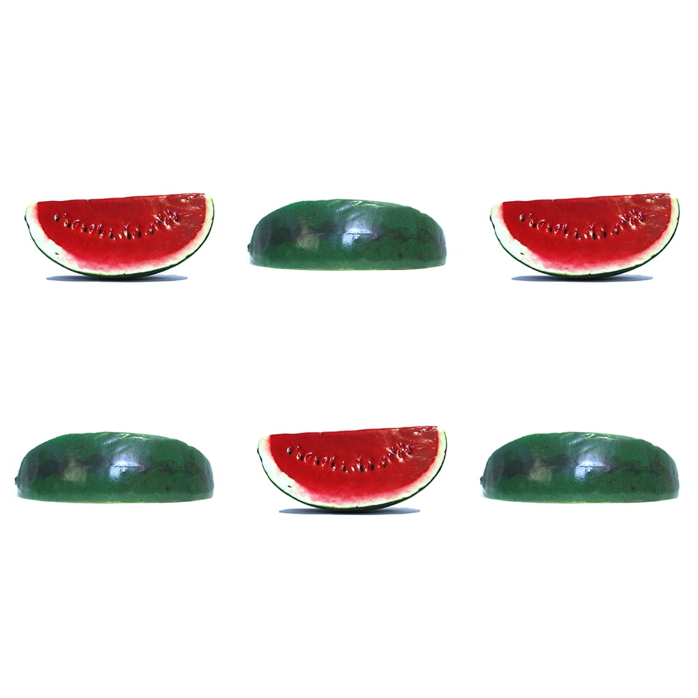 Vasefill 6-Pack Artificial Watermelon Slice Green Red Fruit Six Pieces ...