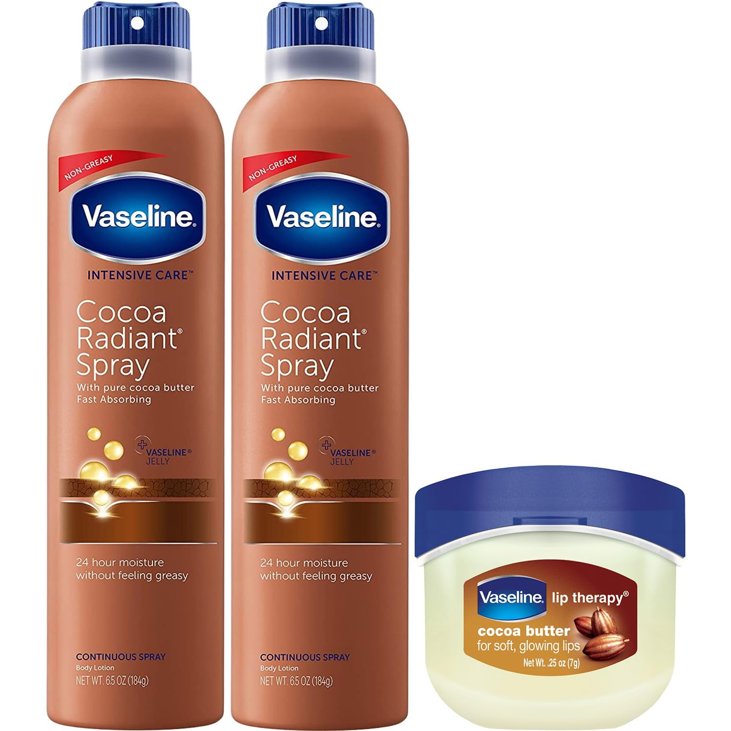 Vaseline Cocoa Radiant Lotion Set + Mini Vaseline Lip Therapy, Cocoa ...
