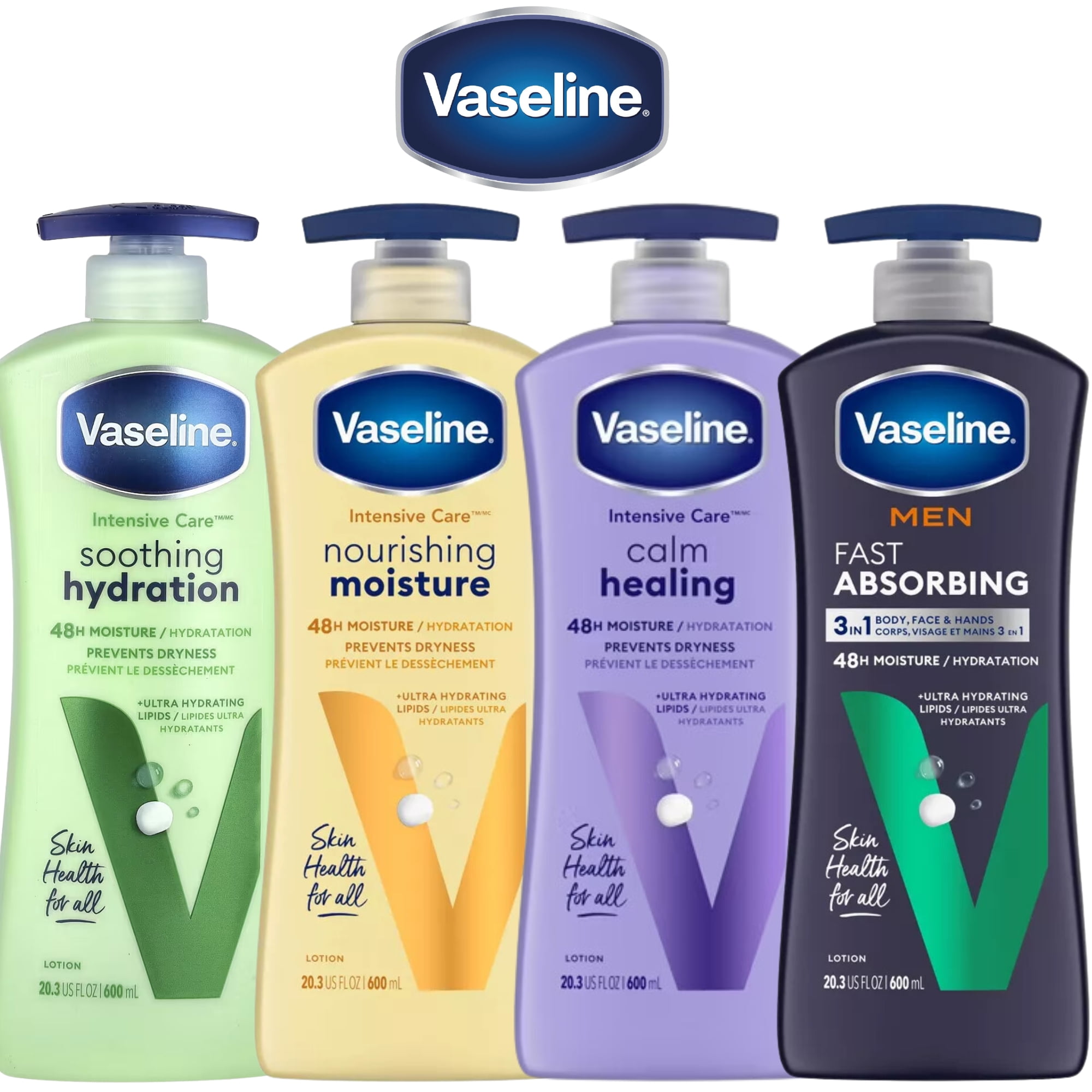 Vaseline Intensive Care Body Lotion Variety Pack, 20.3 fl oz (Pack of 4 ...