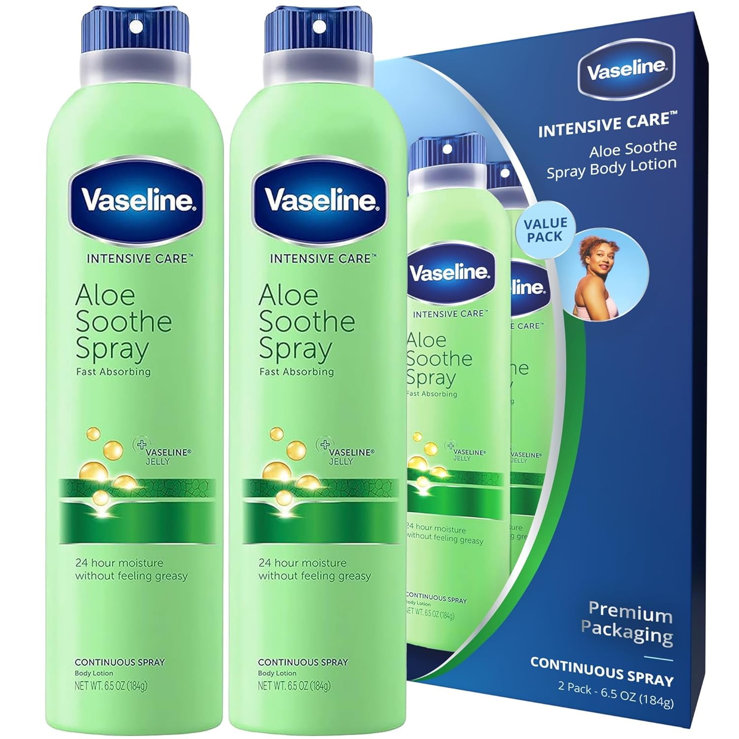 Vaseline Intensive Care Aloe Soothe Moisturizing Spray Lotion, Non ...