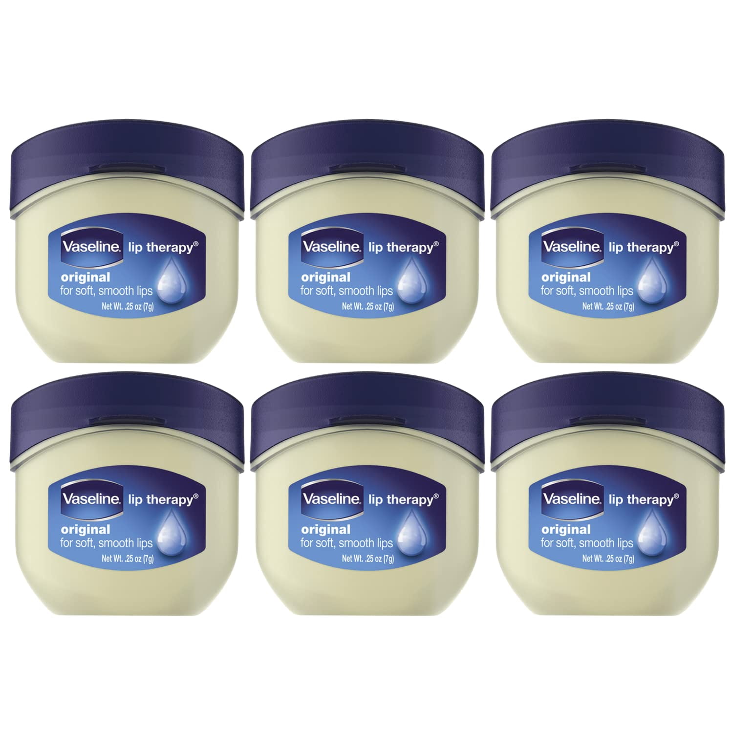 Vaseline Lip Therapy 6-Pack – Mini Lip Balm, Travel-Size Petroleum ...