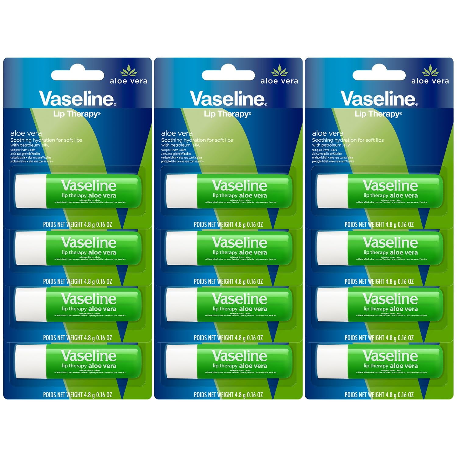 Vaseline Lip Therapy Aloe Fresh - Hydrating Lip Balm Pack, Vaseline ...