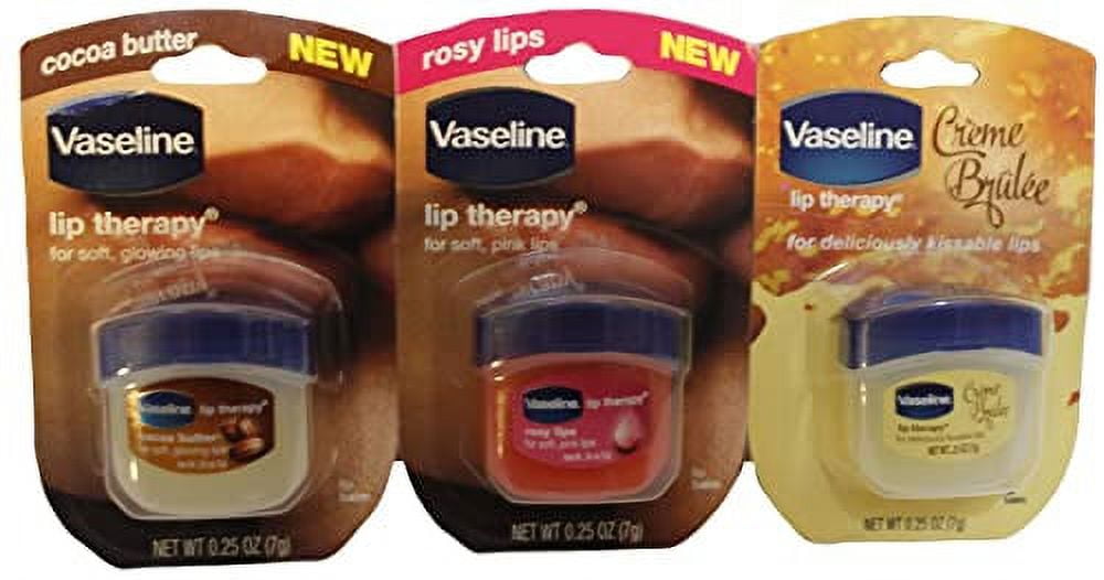 Vaseline Lip Therapy Bundle - Creme Brulee, Rosy Lips & Cocoa Butter, 0.25 Ounce (Pack of 3 ...