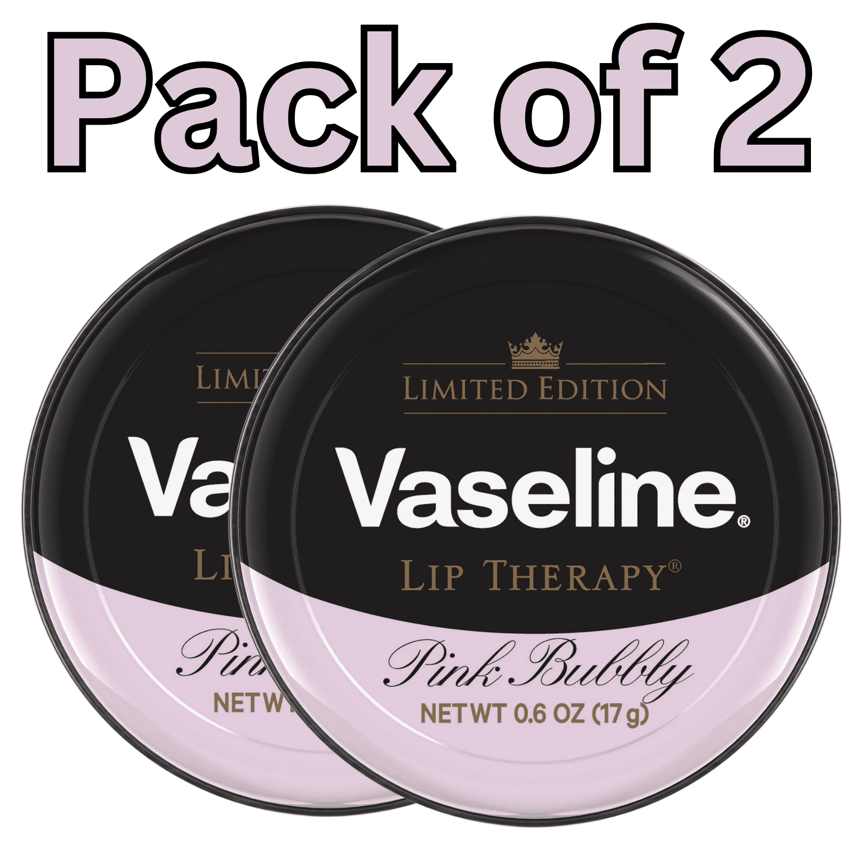 Vaseline Lip Therapy Pink Bubbly, Limited Edition Lip Balm Tin, 0.6 oz ...