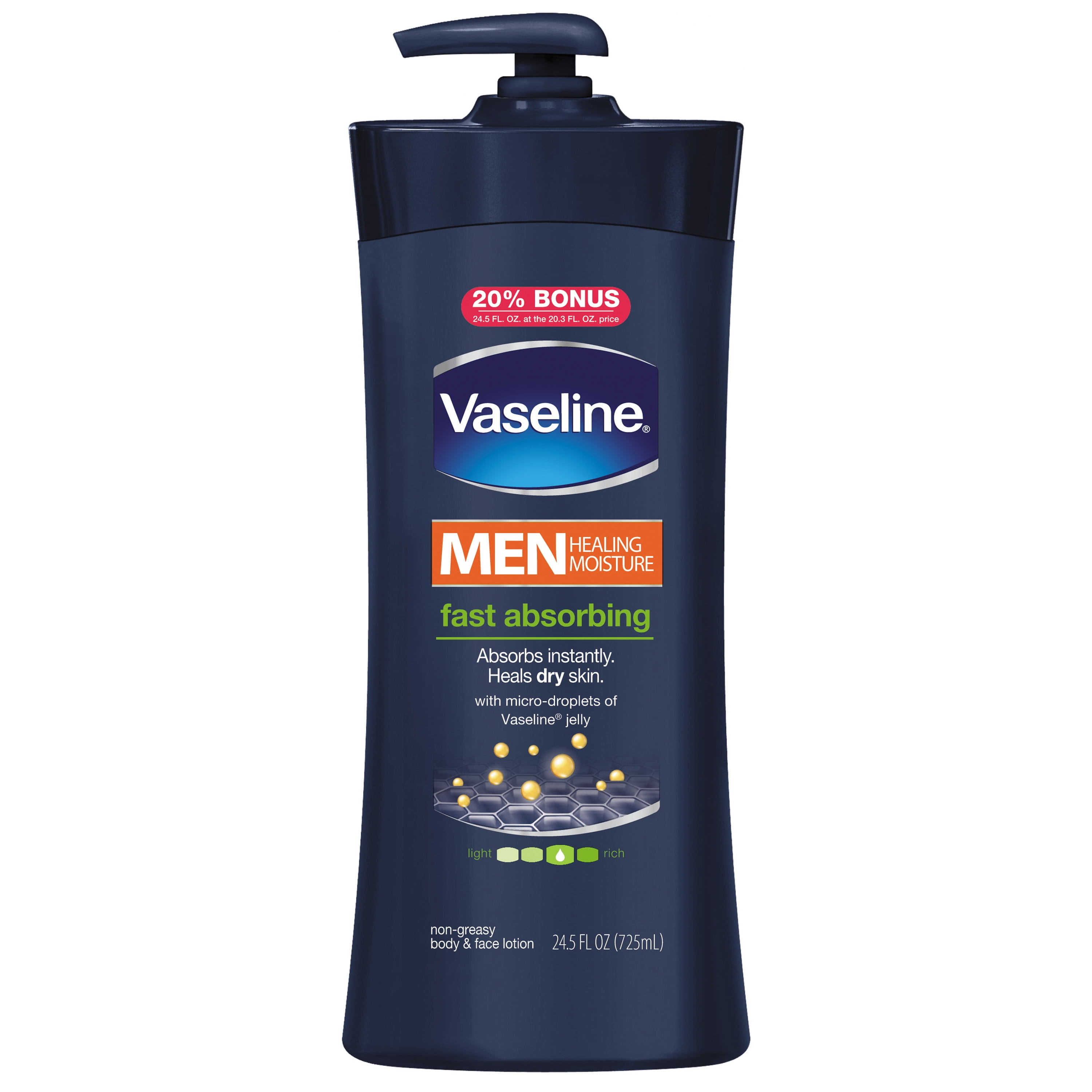 Vaseline Men Healing Moisture Body Lotion Fast Absorbing 24.5 oz ...
