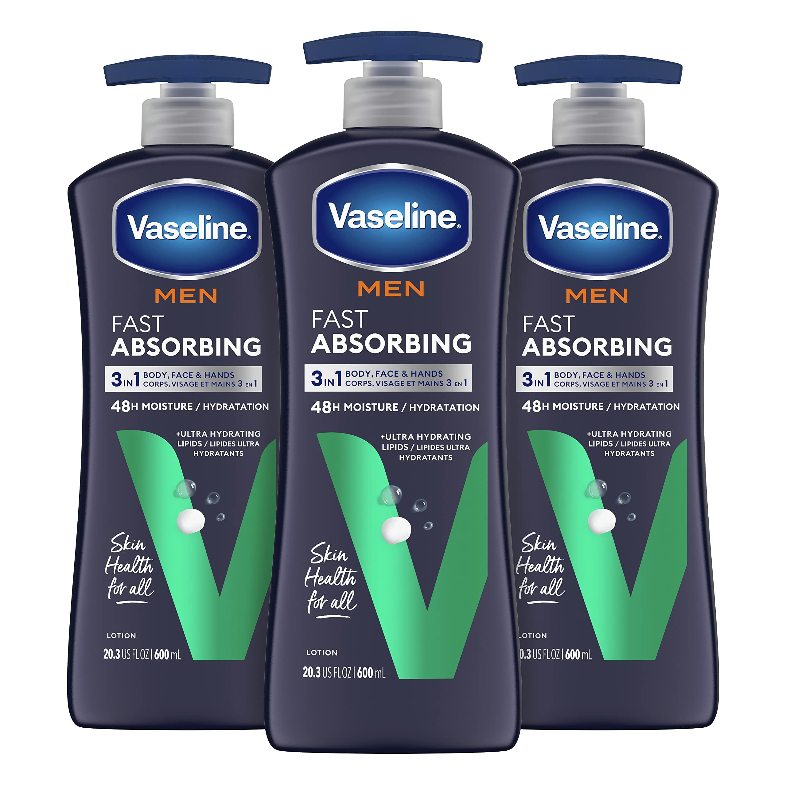 Vaseline Men Healing Moisture Lotion, Fast Absorbing, 20.3 Oz, Pack of ...
