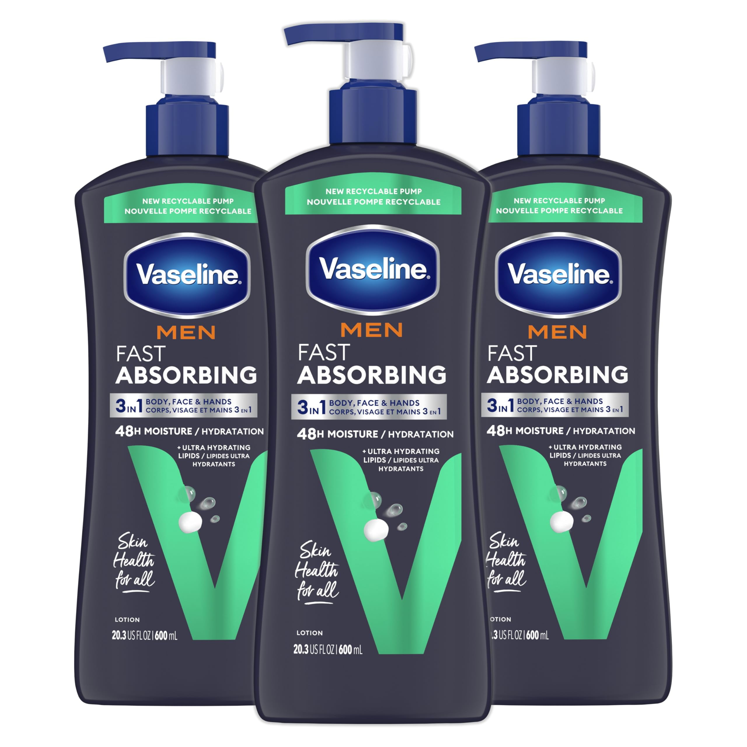 Vaseline Men's Healing Moisture IRF13 Hand & Body Lotion For Dry or ...