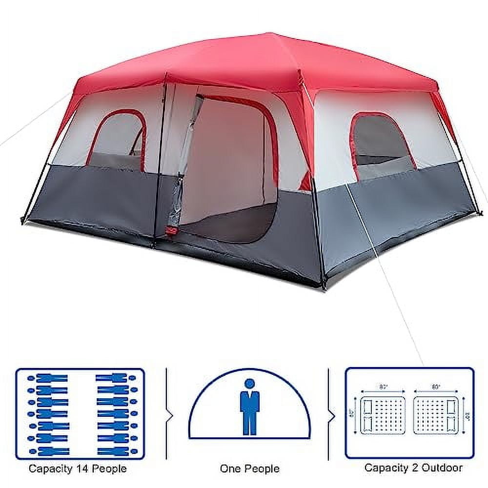 Vasitelan 14 Person Tent,Large Multi Room Tent for Family,Included Tent ...