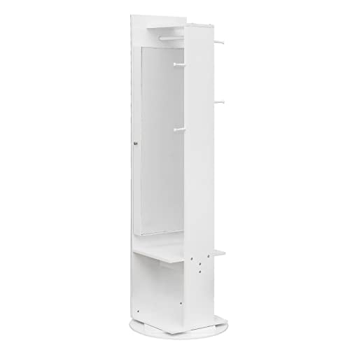 Vasitelan 360°Swivel Full-Length Mirror Jewelry Cabinet Armoire, White ...