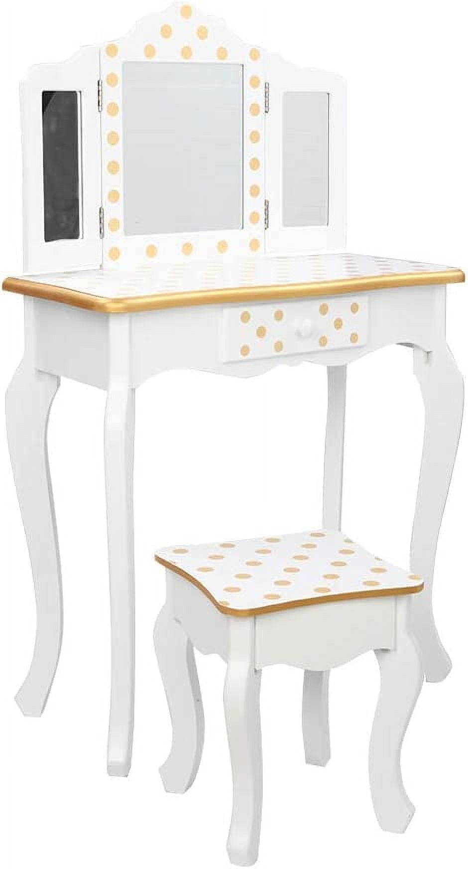 Vasitelan Kids Vanity Table and Chair Set, Girls Vanity Set with Mirror ...