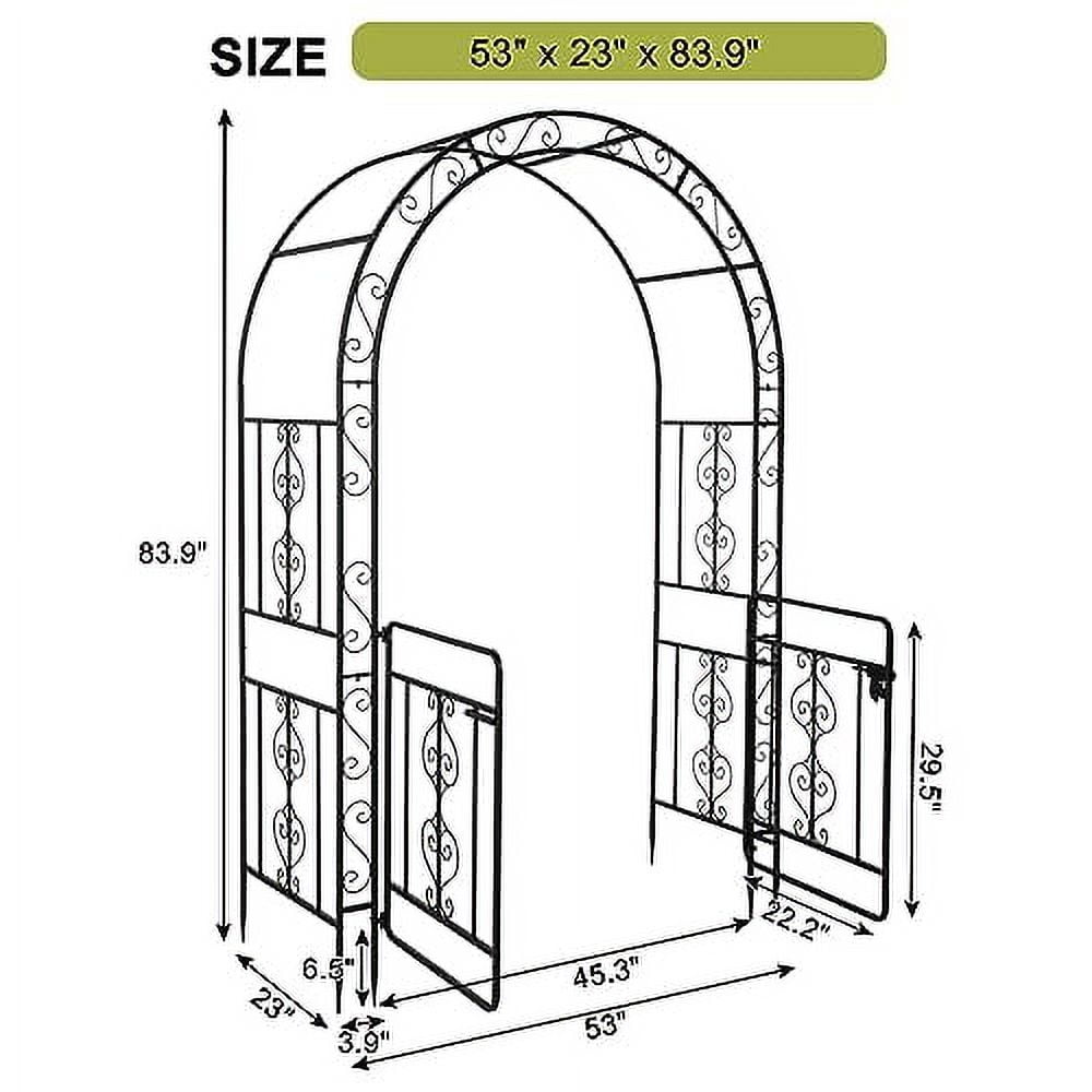 Vasitelan Metal Garden Arch with Double Gate Heavy-Duty Arbor Trellis ...