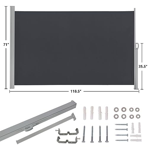 Vasitelan Retractable Side Awning, 71''x 118'' Full Aluminum Outdoor ...