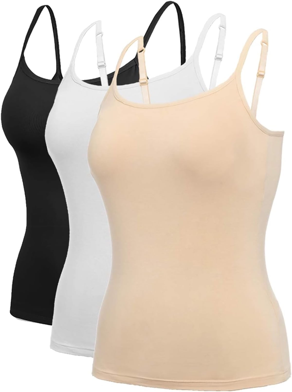 Vaslanda 3 Packs Camisole Tops for Women with Built in Padded Bra ...