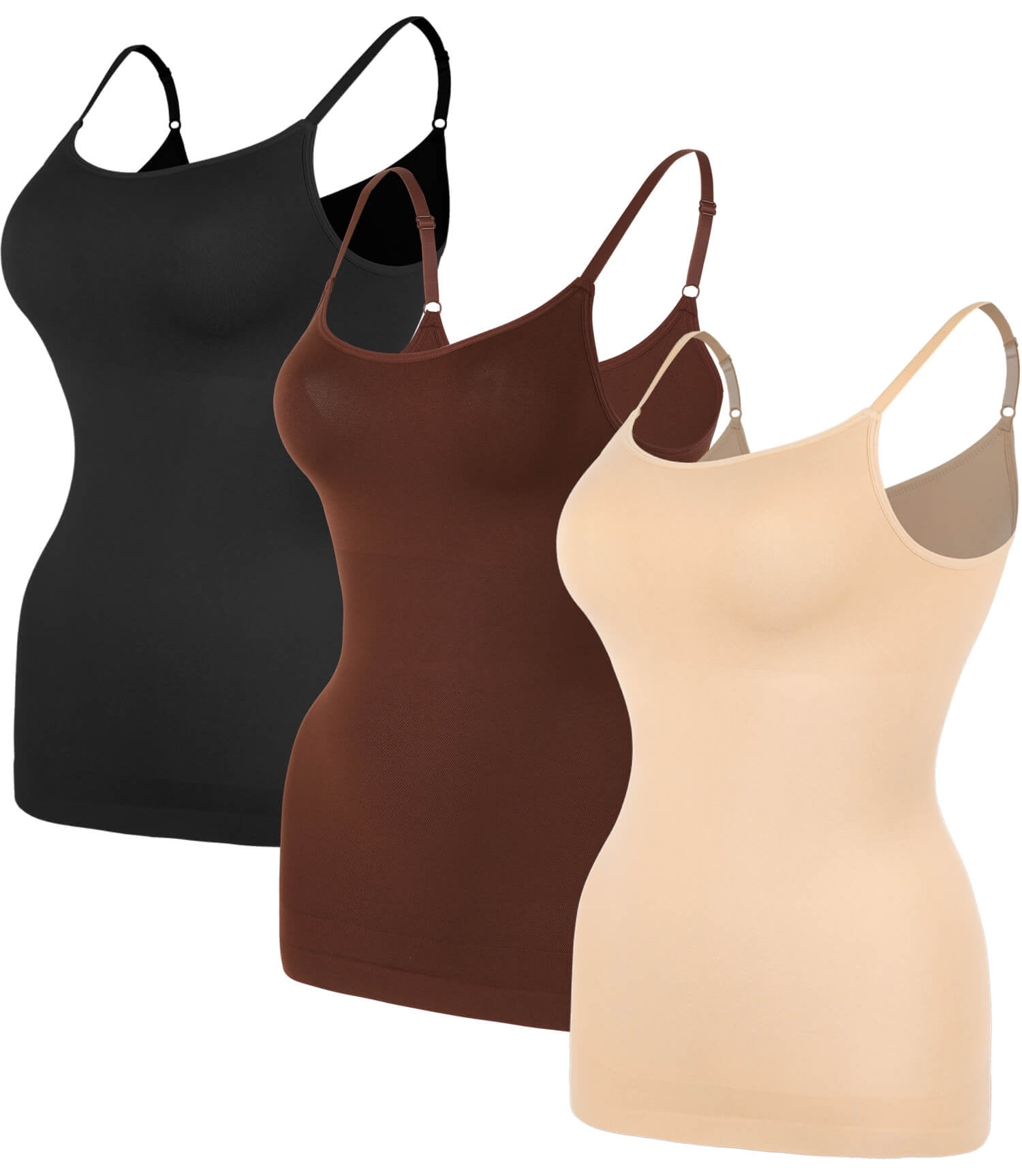 Vaslanda 3 Packs Camisole for Women Tummy Control Cami Shaper Seamless ...