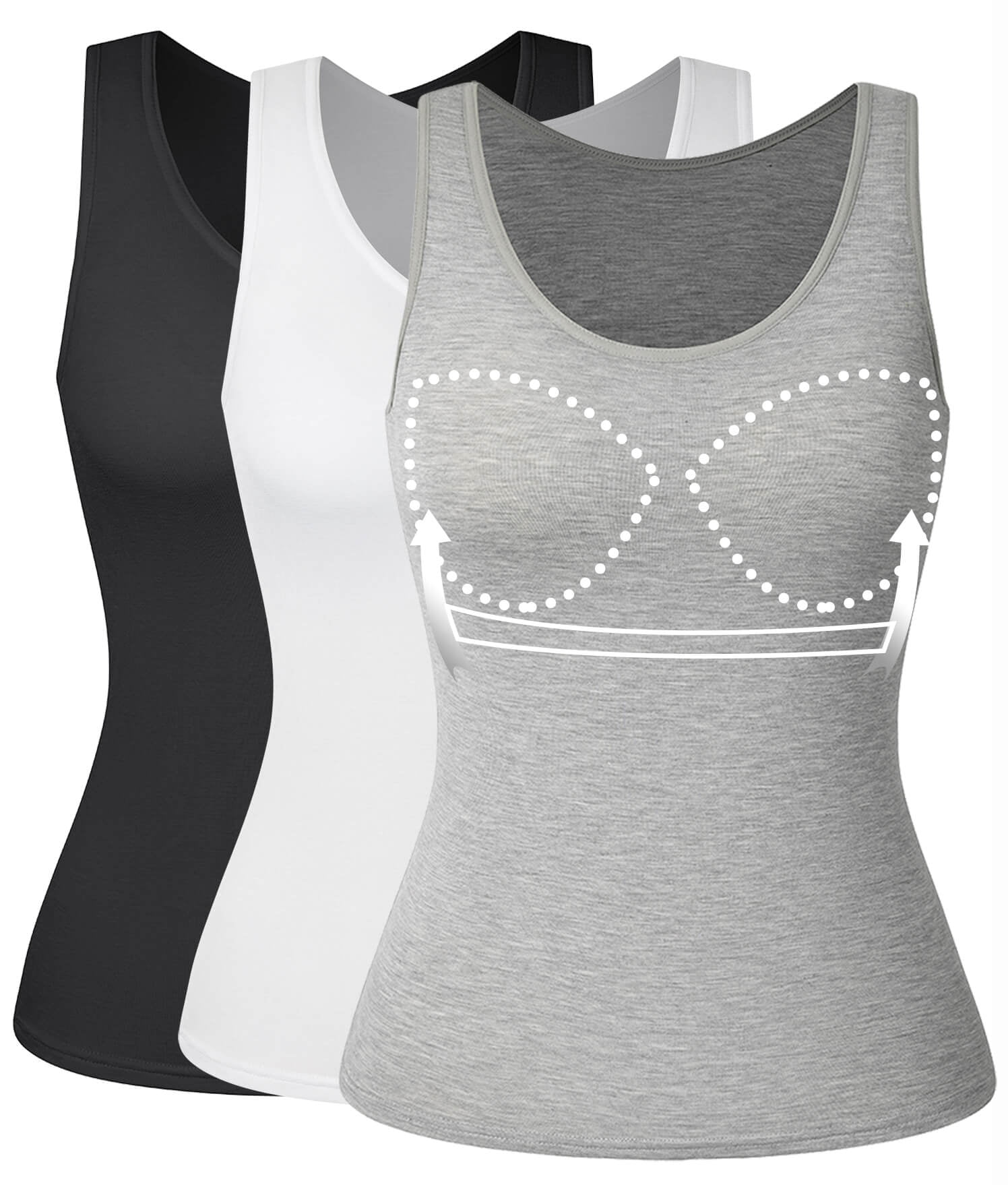 Vaslanda Women's Slim-Fit Tank Tops with Built-in Bra, Ideal for ...
