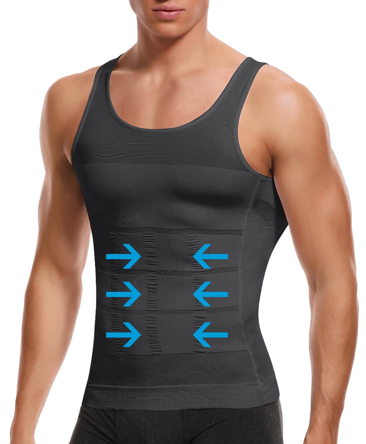 Vaslanda Men Slimming Body Shaper Vest Compression Shirt Gym Workout