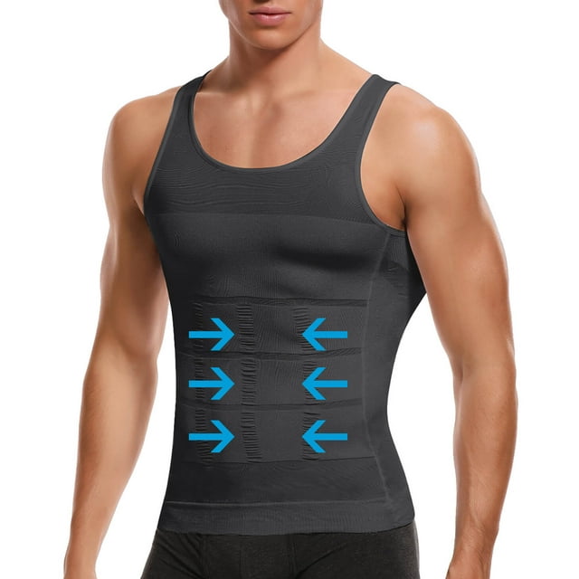 Vaslanda Men Slimming Body Shaper Vest Compression Shirt Gym Workout ...